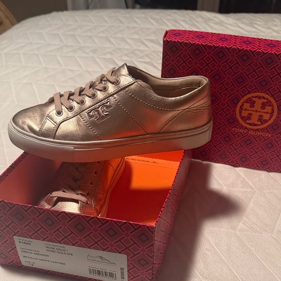 Tory Burch | Shoes | Tory Burch Rose Gold Sneakers | Poshmark